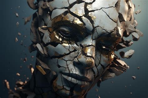 Premium Photo A Cracked Mask Revealing A Multitude Of Emotions B 00142 03