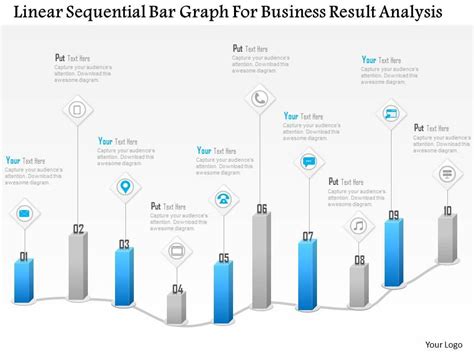 1114 Linear Sequential Bar Graph For Business Result Analysis Powerpoint Template Powerpoint