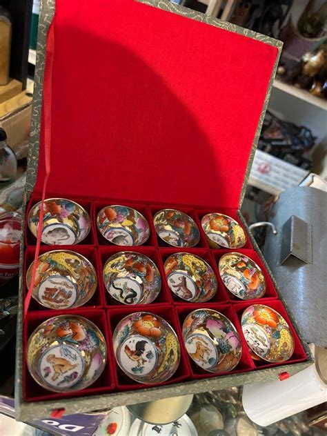 Chinese Zodiac Wine Tea Cups Set Of 12 Hobbies And Toys Memorabilia