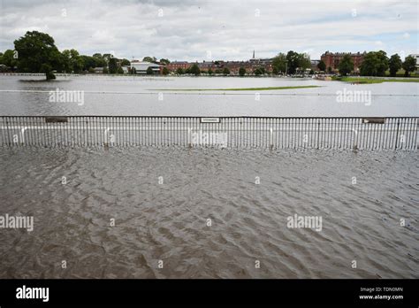 Worcester Racecourse Flooded By Several Feet Of Water Following Heavy Rainfall In The Area Stock