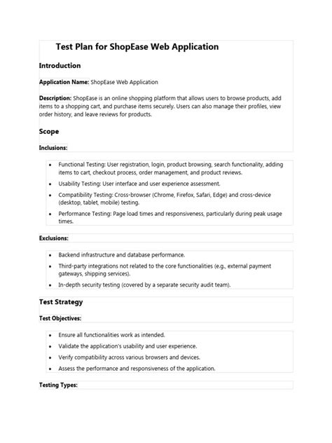 test plan for shopease web application pdf software testing world