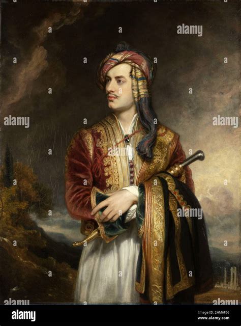 A Portrait Of The English Poet Lord Byron Full Name George Gordon