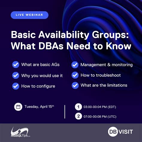 Sqlserver Dba Highavailability Availabilitygroups Sqlwebinar