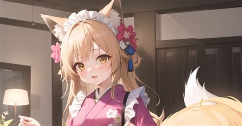 ケモミミ 和メイド喫茶で働く狐っ娘 Mesockoのイラスト Pixiv