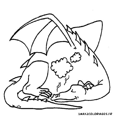 Coloriages De Dragons Rigolo Le Dragon Dort Paisiblement A Imprimer