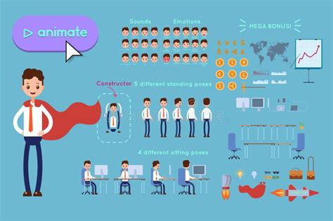 Minimalistic Character Constructor For Animating Stock Vector