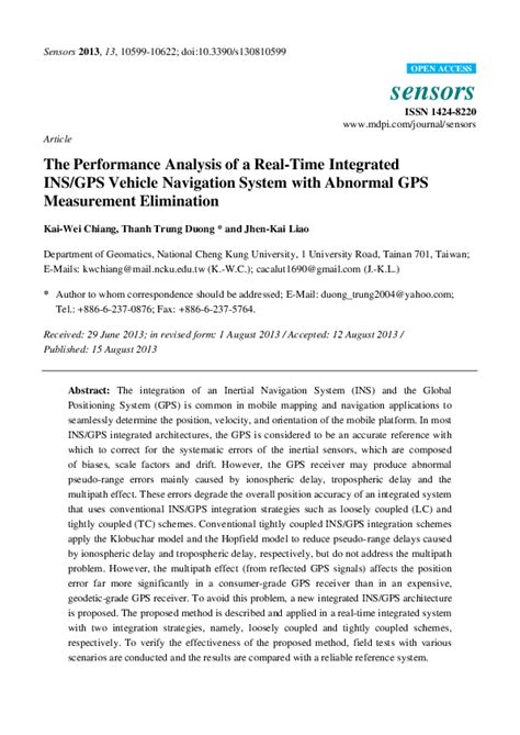 Pdf The Performance Analysis Of A Real Time Integrated Insgps Vehicle Navigation System With