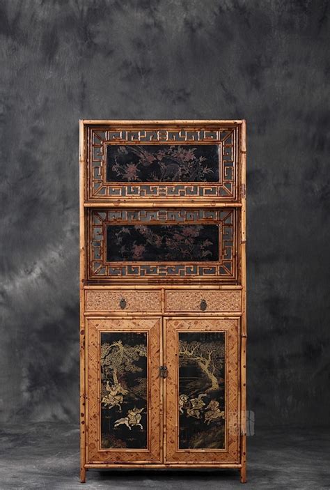 湘妃竹茶柜 漆雕工艺