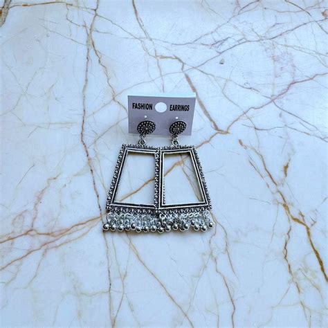 Silver Earring Bezel Rectangle A