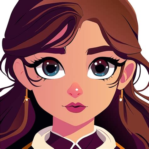 Premium Vector Cute Girl Head Happy Hand Drawn Flat Stylish Cartoon