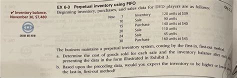 Solved EX Perpetual Inventory Using FIFO Inventory Chegg