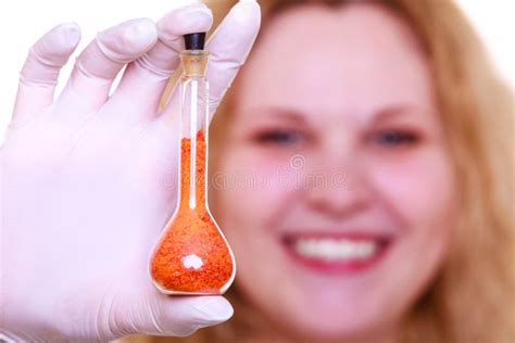 Crazy Chemist Woman With Chemical Glassware Flask Stock Image Image