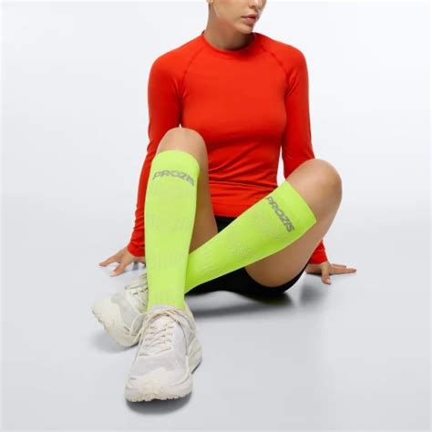 Meias Pelo Joelho Comptech Cushioned Neon Yellow Performance E