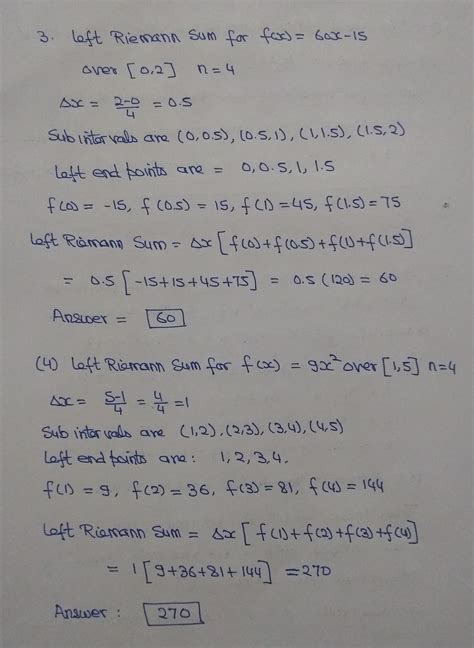 Solved Calculate The Left Riemann Sum For The Given Function Over