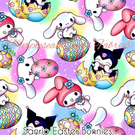 Sanrio Easter Bunnies Cotton Lycra Purpleseamstress Fabric