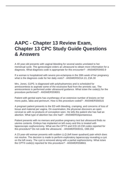 AAPC Chapter 13 Review Exam Chapter 13 CPC Study Guide Questions Answers AAPC Chapter