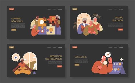 Premium Vector Retirees Activities Set Web Banners Depicting Seniors