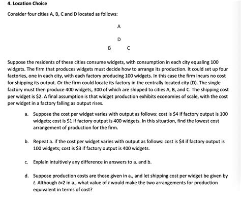 Solved 4 Location Choice Consider Four Cities A B C And D