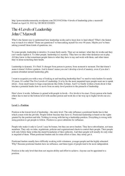 The 4 Levels Of Leadership