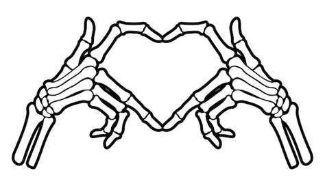 Skeleton Hands Holding A Heart Drawing