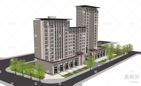 【高层建筑su模型】 现代su80enscape有高层建筑su模型下载 Id2056071 免费su模型库 青模su模型网