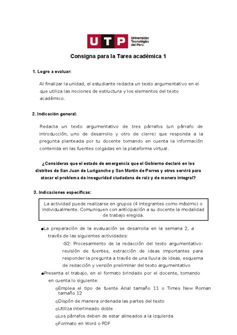 Tarea Académica TA La actividad puede realizarse en grupos