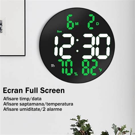Цифров настолен и стенен часовник с бяла Led светлина календар температура термометър