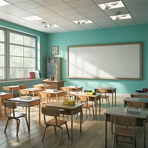 View Of 3d Modern Empty Classroom Interior Design By Ai Generative