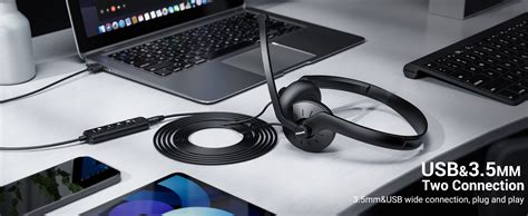 Feabask Usb Headset With Microphone For Pc Laptop Wired