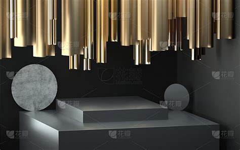 抽象图像上的金柱石基座的3d图像