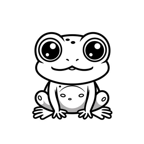 색칠 책 을 위한 개구리 아이 들 을 위한 라인 아트 디자인 색칠 페이지 프리미엄 Ai 생성 벡터