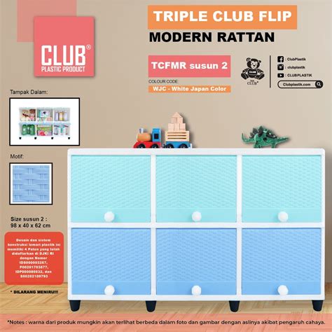 Jual Lemari Pakaian Plastik MP CLUB Triple Flip Cabinet Susun 2 Lemari Penyimpanan Plastik