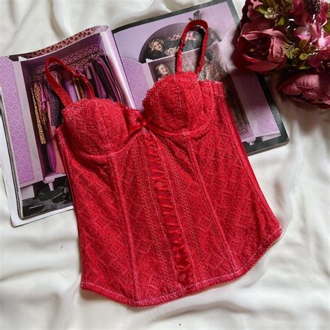 Lovable Red Lace Corset Bustier Womens Fashion Undergarments