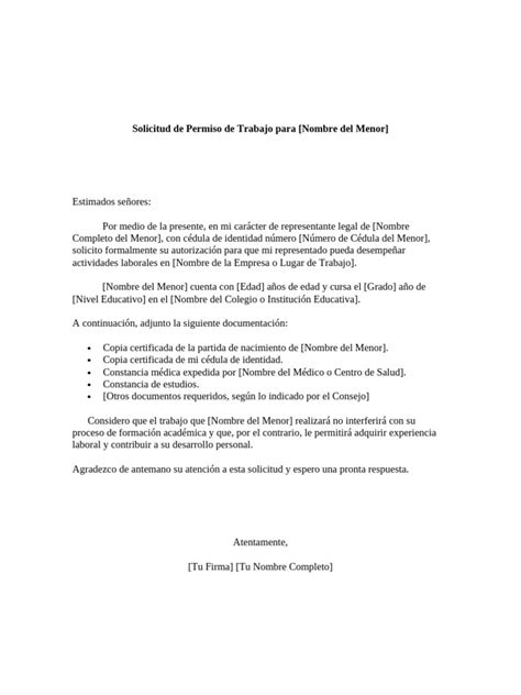 Carta De Permiso Para Menor Pdf