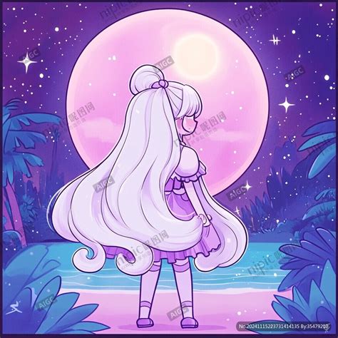 Ai创作图白月光贴纸 少女心卡通插画 星星拟人 嫦娥小姐姐仙女 动漫女孩卡通形象 扁平画少女 卡通动漫女孩 月亮女孩兔子 月光下的少女 少女心壁画 星空女孩插画 月亮ogo 动漫卡通女孩 月兔