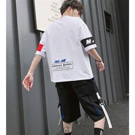 2 In 1 여름 캐주얼 코 튼 편지 패턴 짧은 소매 티셔츠 남자를위한 반바지 색상 흰색 크기 Xxxl