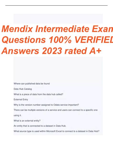 Mendix Intermediate Examquestions 100 Verifiedanswers 2023 Rated A