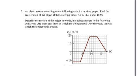 solved 5 an object moves according to the following