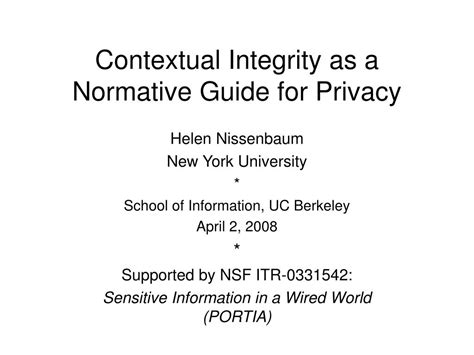 Ppt Contextual Integrity As A Normative Guide For Privacy Powerpoint Presentation Id 7282