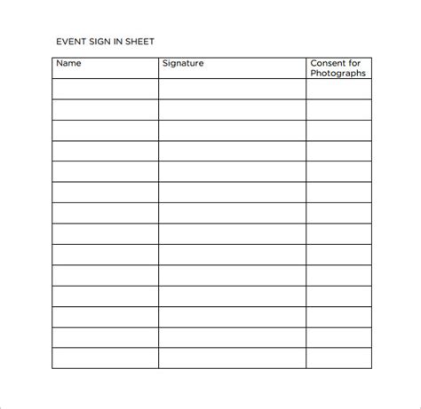 Free 11 Sample Event Sign In Sheet Templates In Pdf Ms Word