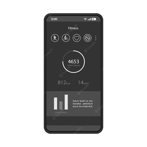 Premium Vector Fitness Smartphone App Interface Vector Template Mobile Application Page Black