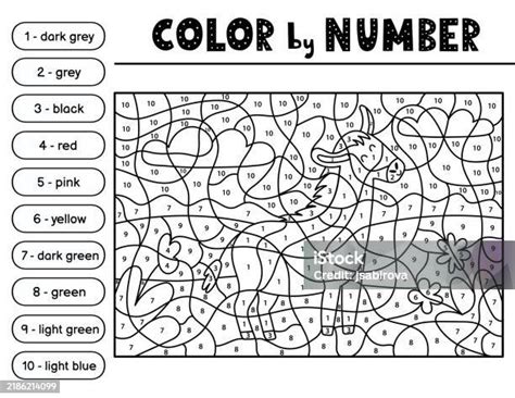 귀여운 당나귀를 가진 아이들을 위한 숫자로 색칠하기 흑백 활동 페이지 색칠하기에 대한 스톡 벡터 아트 및 기타 이미지 색칠하기 숫자 페이지 책 Istock