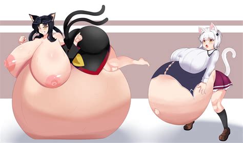 Rule 34 2girls Cat Ears Cat Tail Commission Gigantic Belly Gigantic
