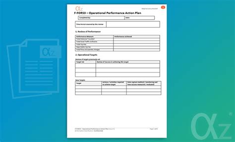 F Fors3 Operational Performance Action Plan