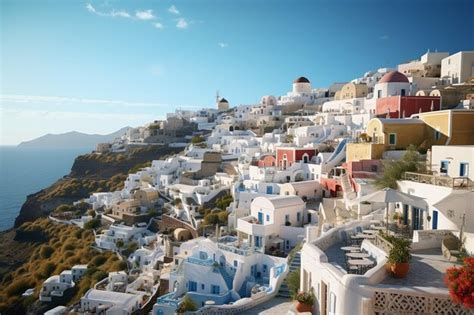 Premium Photo Sunset Over The Santorini Cliffs In Greece