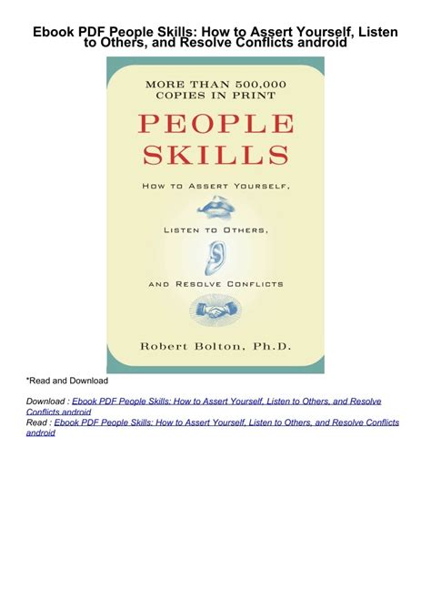 ebook pdf people skills how to assert yourself listen to others and