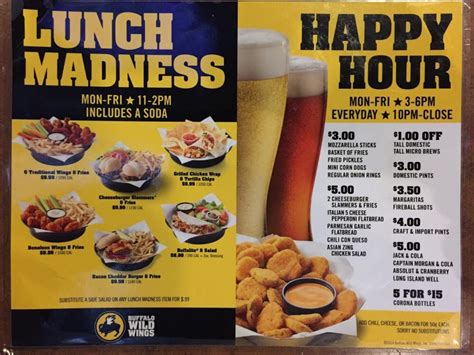 Free Bww Printable Menu Latest Buffalo Wild Wings List Printables