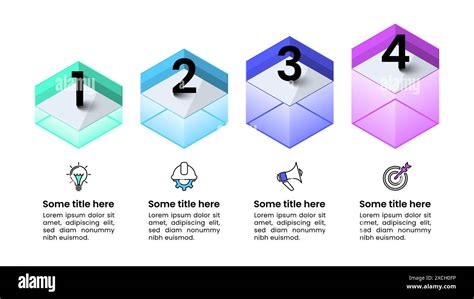 Modèle Dinfographie Avec Icônes Et 4 Options Ou étapes Carrés Isométriques Peut être Utilisé