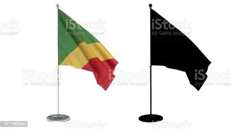 콩고 공화국 국기 바탕 화면의 3d 그림은 매우 정밀한 알파 채널을 통해 작은 기둥 흰색 배경입니다 Documentary Film에 대한 스톡 사진 및 기타 이미지 Istock