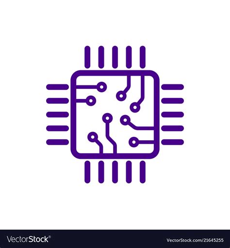 Processor Line Icon For Websites And Mobile Vector Image